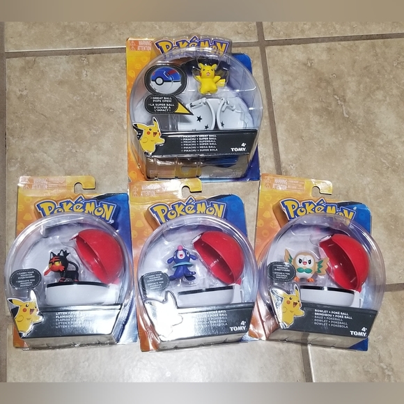 Pokemon | Toys | Tomy Pokmon Pokeball 4pc Set Pikachulittenpopliorowlet ...